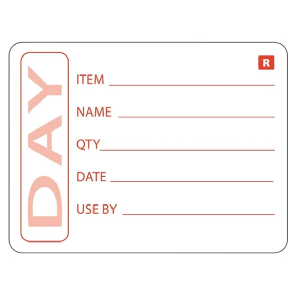 Seldram Supplies. BLANK SELF ADHESIVE DAY DATE FOOD LABELS |Roll 500